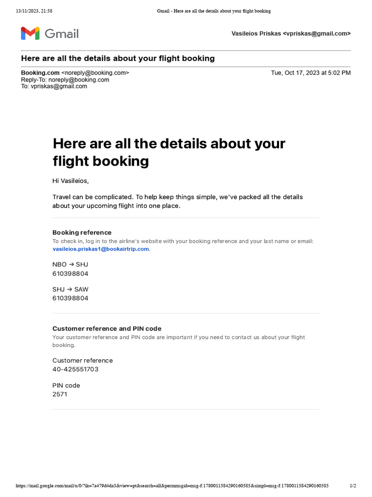 Initial Booking | PDF