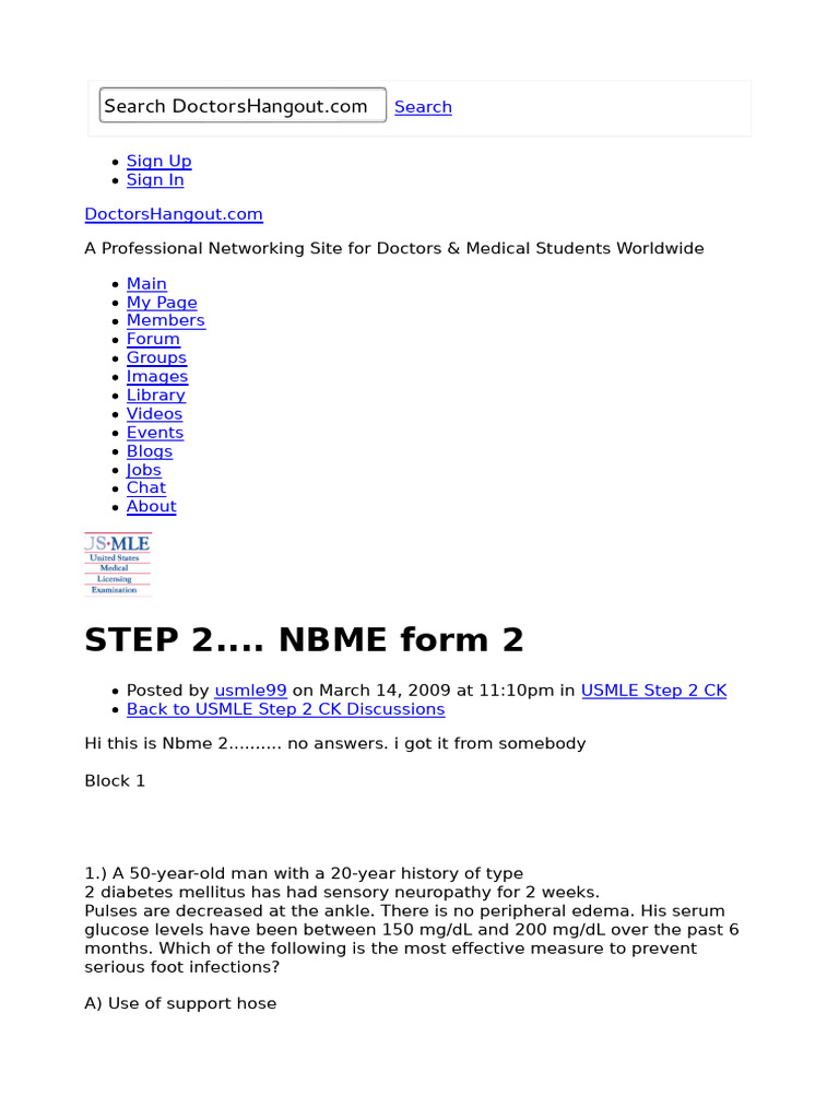 NBME Form2 CK Questions | PDF | Shock (Circulatory) | Medical Specialties