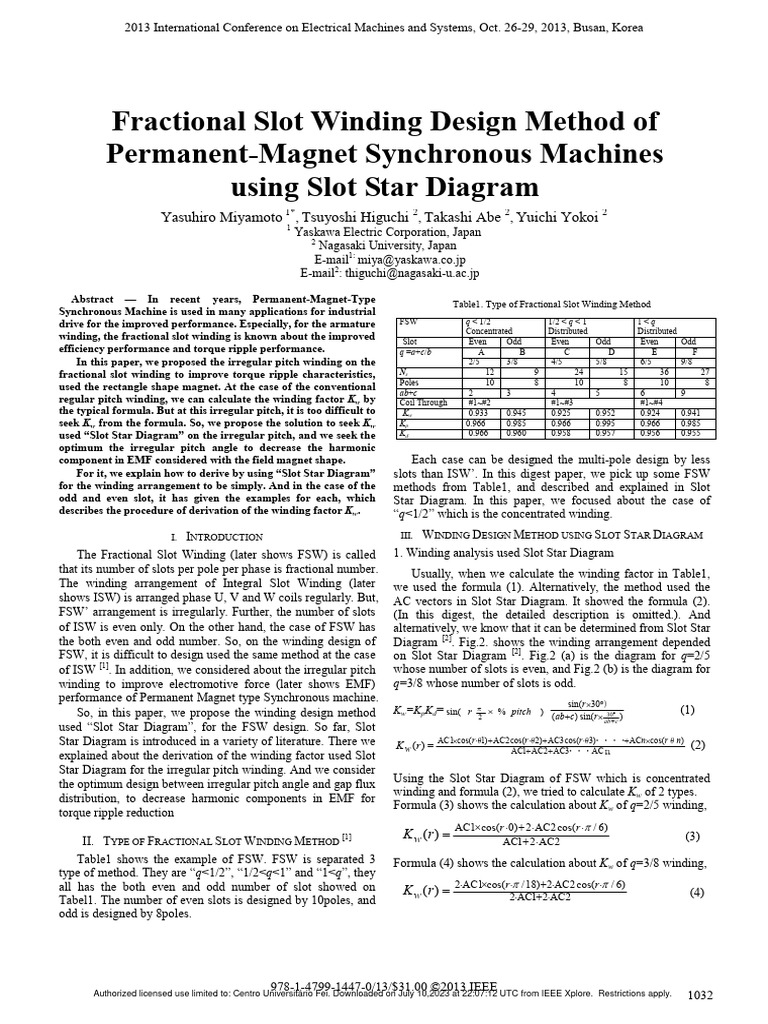 Fractional Slot Winding Design Method of Permanent-Magnet Synchronous ...