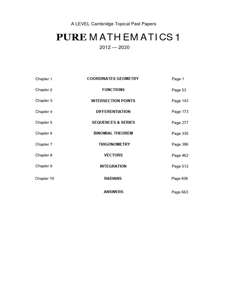 Pure Math 1 | PDF | Mathematics | Geometry