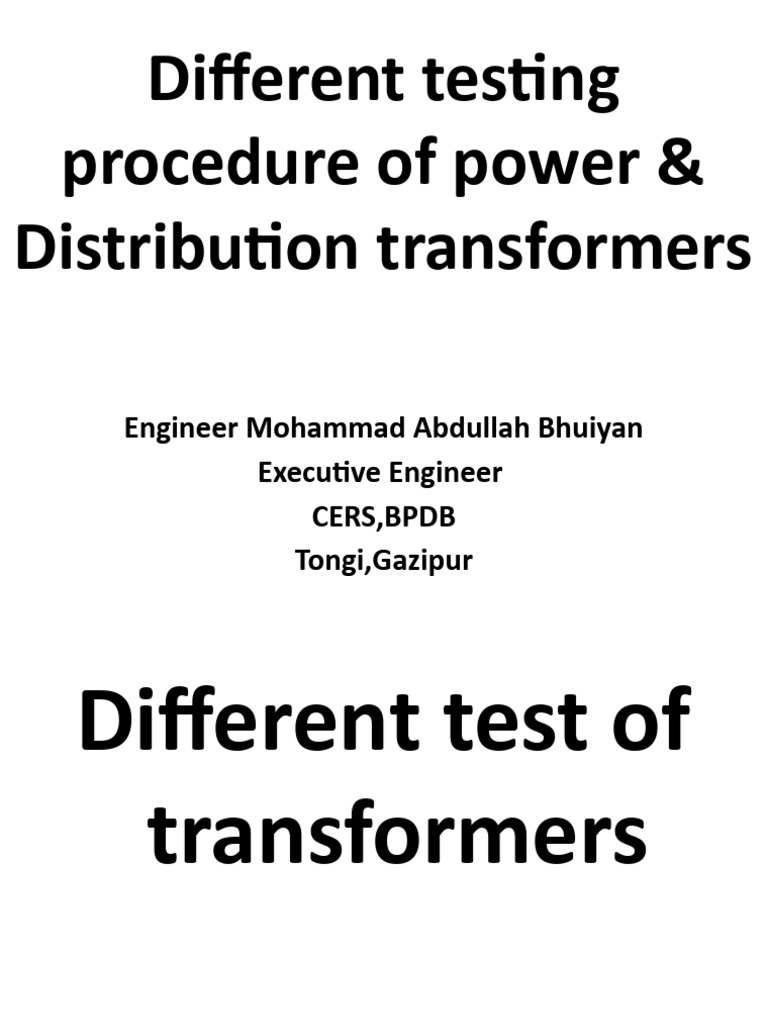 Transformer Testing Procedures Overview | PDF | Transformer | Insulator ...