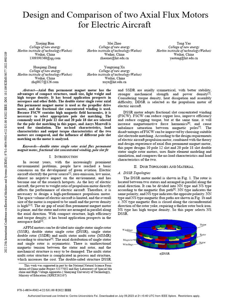 Axial Flux Motor Design for Aircraft | PDF