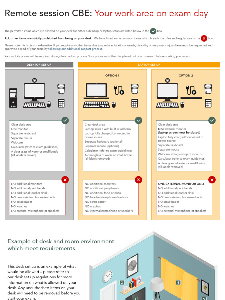 Remote Exam Desk Setup Guidelines | PDF | Laptop | Headphones