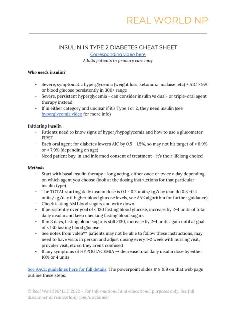 1PYoqaXaRsWvnb56JJrK Real World NP 038 Insulin Cheat Sheet | PDF