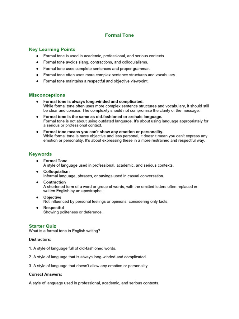 Formal Tone | PDF | English Language | Slang