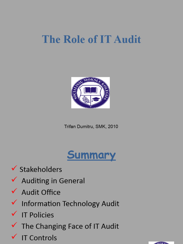 The Role of IT Audit | PDF | Internal Control | Audit