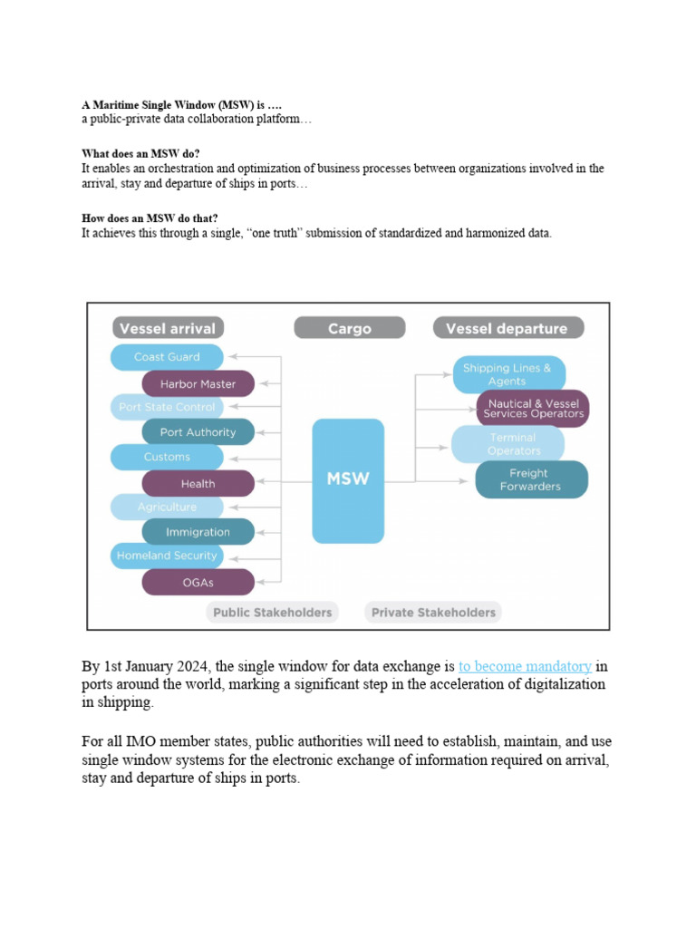Maritime Single Window Benefits and Implementation | PDF | Business ...