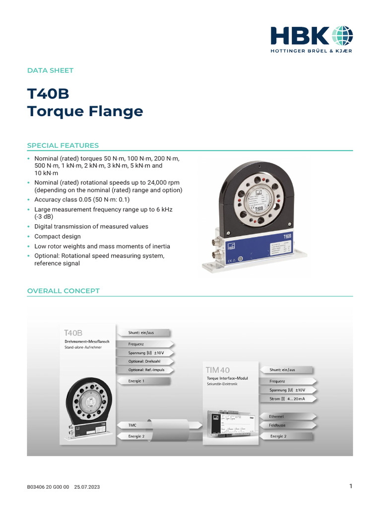 T40B Torque Flange: Data Sheet | PDF
