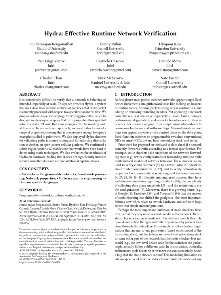 Hydra | PDF | Formal Verification | Computer Network