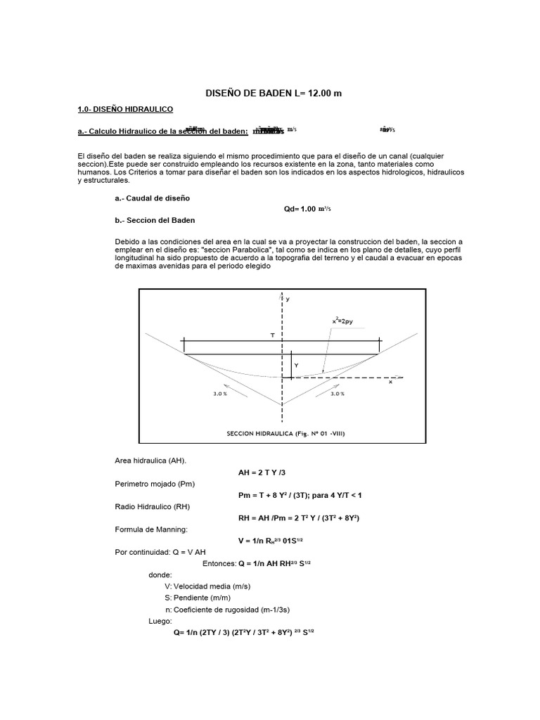 Diseño Hidráulico de Badenes Parabólicos | PDF