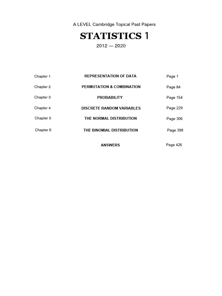 A-Level Statistics 1 Past Papers 2012-2020 | PDF | Probability ...