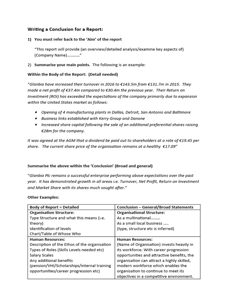 Writing A Conclusion For A Report | Download Free PDF | Return On ...