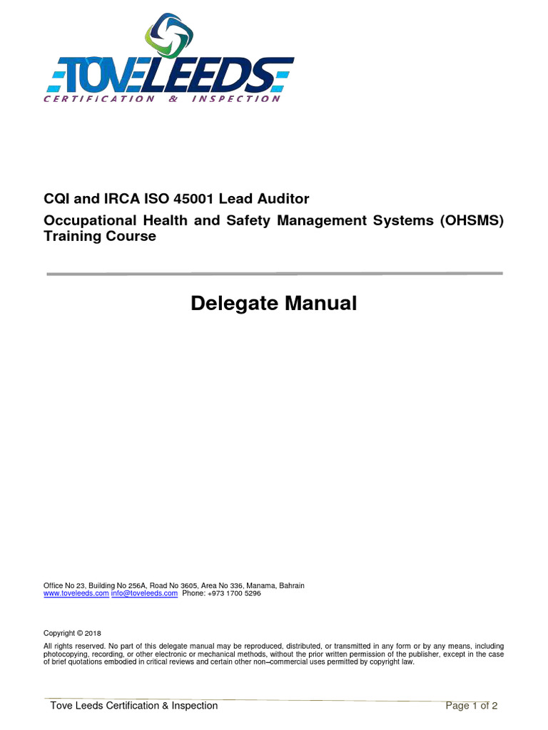 Delegate Manual 45001 | PDF | Technology & Engineering