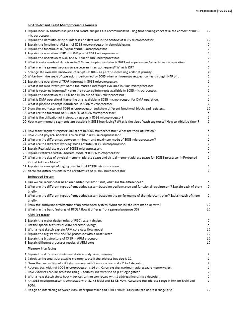 Question Bank | PDF | Central Processing Unit | Embedded System