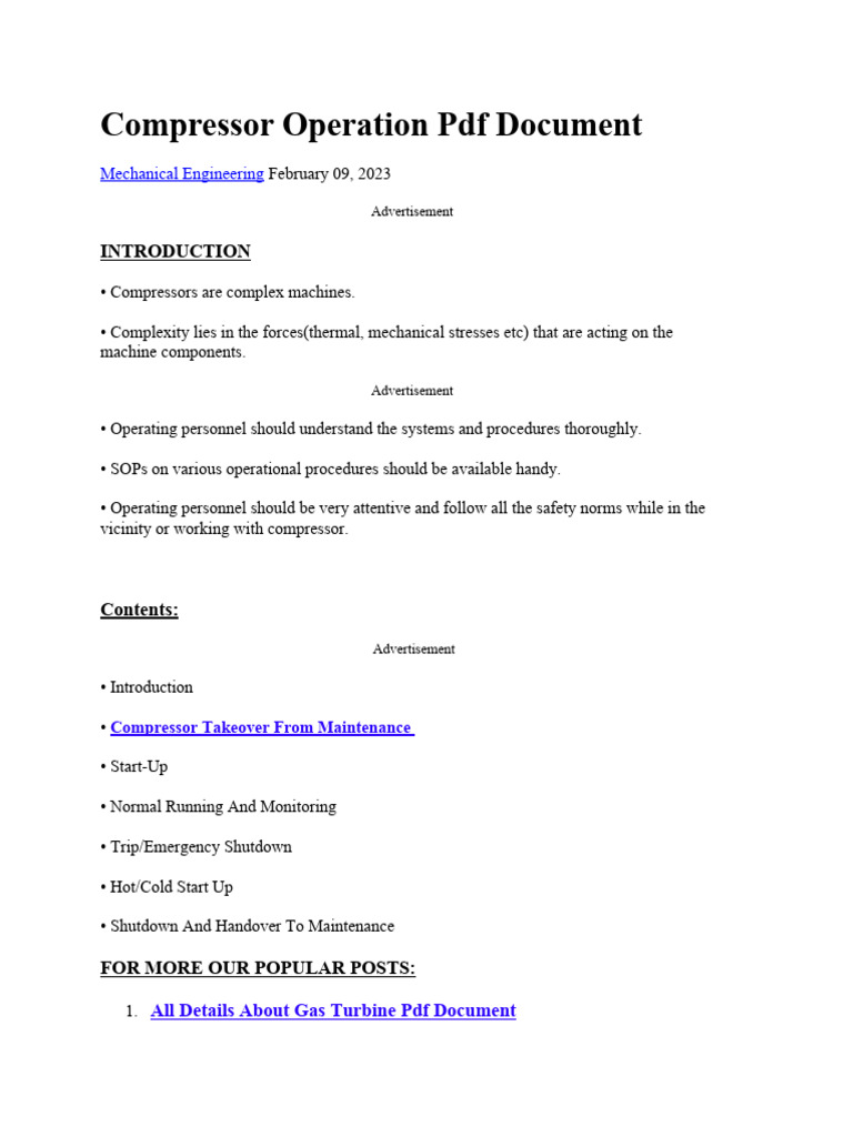 Compressor Operation PDF Document | PDF