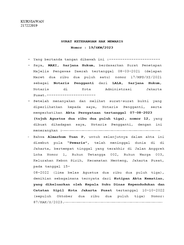 Tugas SKW - Kurniawan 217222019 | PDF