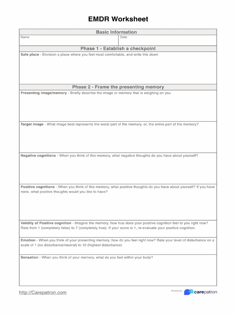 63cf8785b481df27eea5aeeb_EMDR Worksheet _2 | PDF