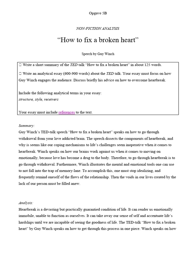 How To Fix A Broken Heart Analysis | PDF
