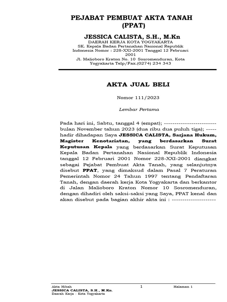 Kepala Akta PPAT | PDF