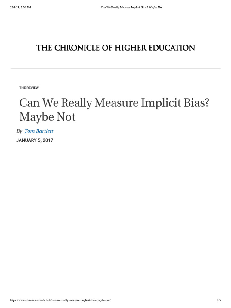 Can We Really Measure Implicit Bias Maybe Not Pdf 