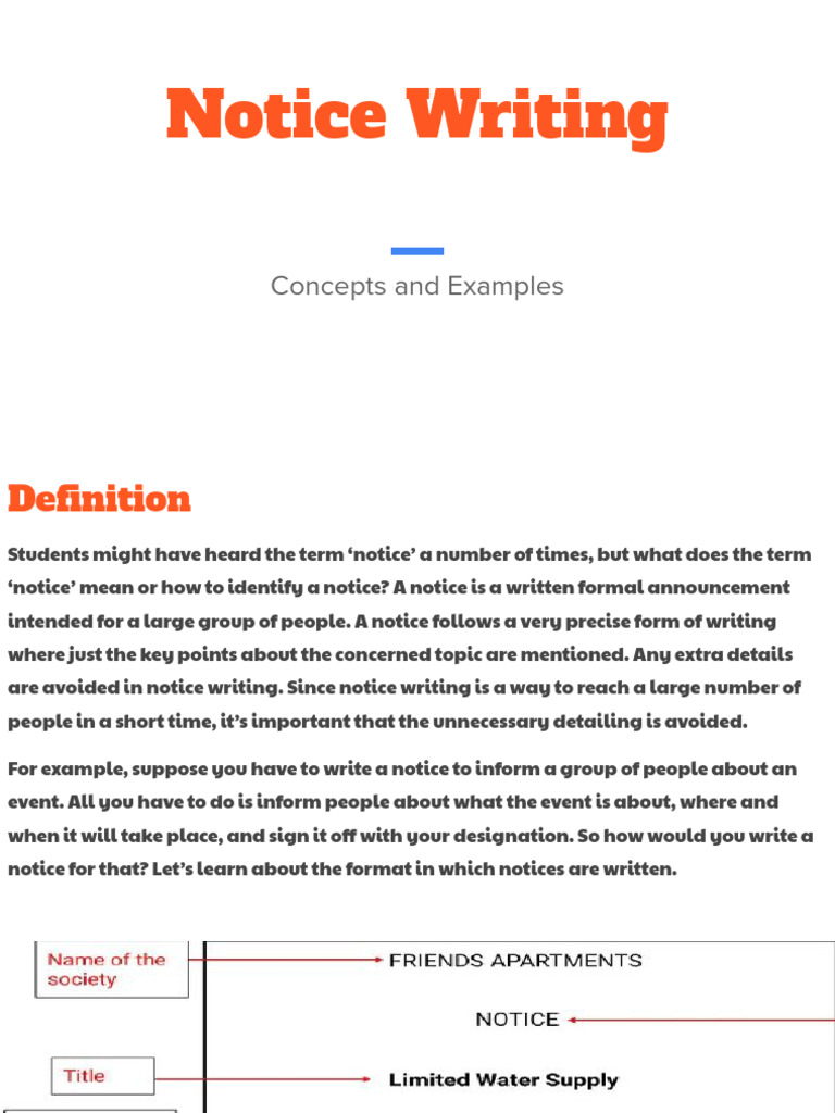 Notice Writing: Definition and Format | PDF