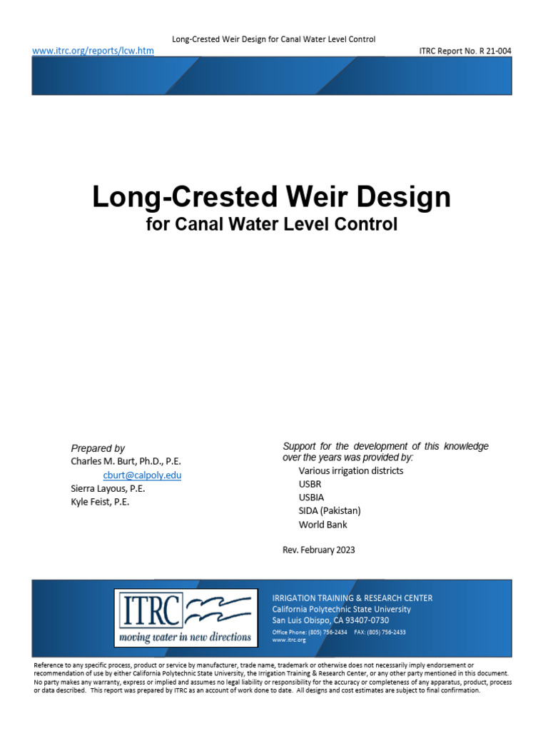 Long-Crested Weir Design Overview | PDF