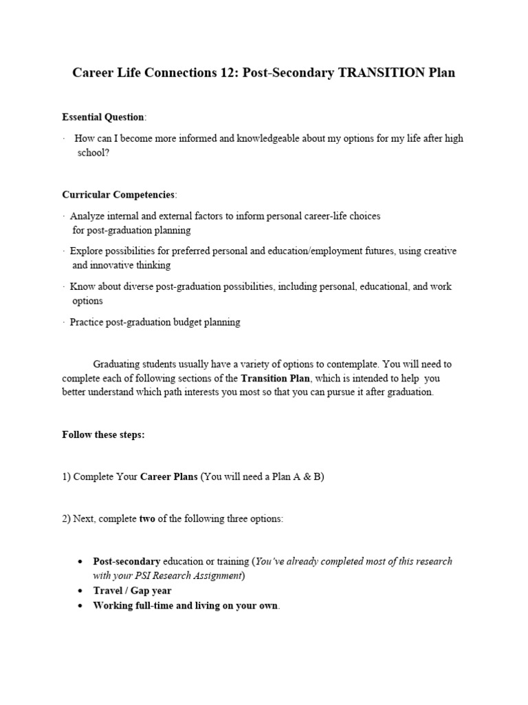 Transition Plan Good Copy 1 | PDF | Psychiatry | Electrician