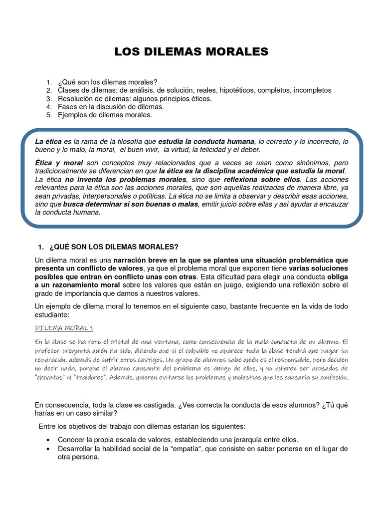 Los Dilemas Morales Pdf Moralidad