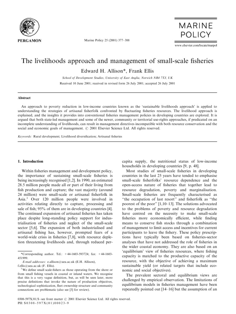 Allison & Ellis 2001the Livelihoods Approach and Management of Small ...