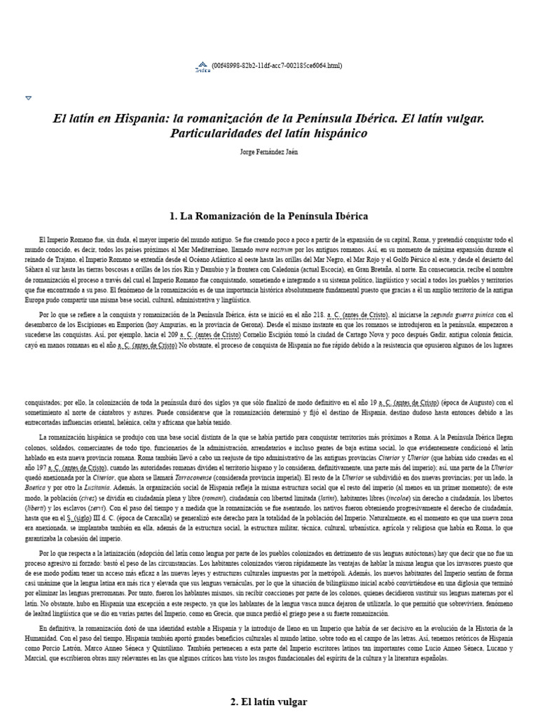 El Latín en Hispania: La Romanización de La Península Ibérica. El Latín ...