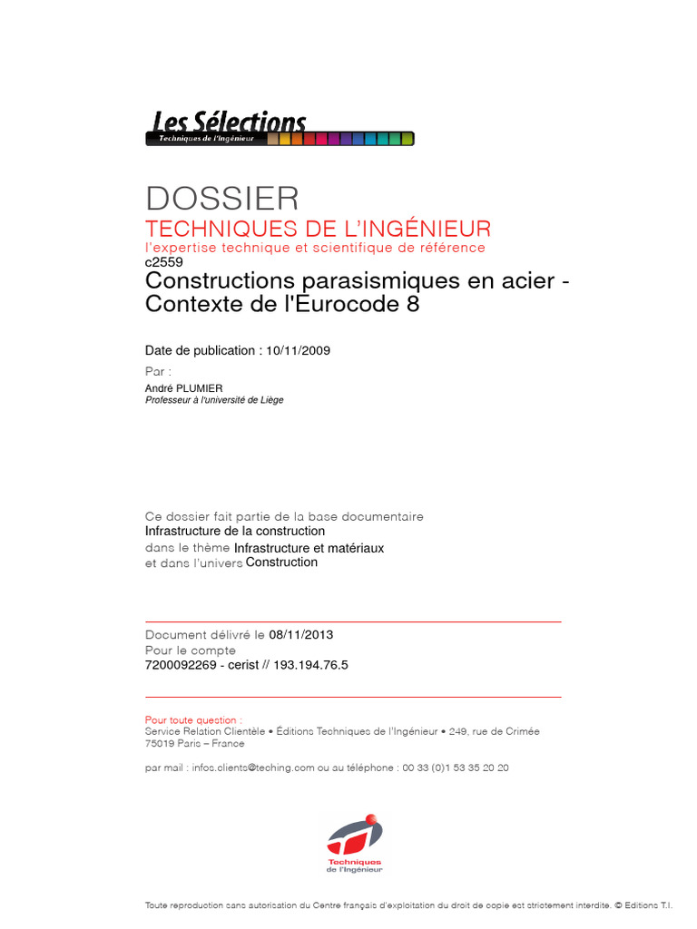 Constructions Parasismiques en Acier - Contexte de L'eurocode 8 | PDF
