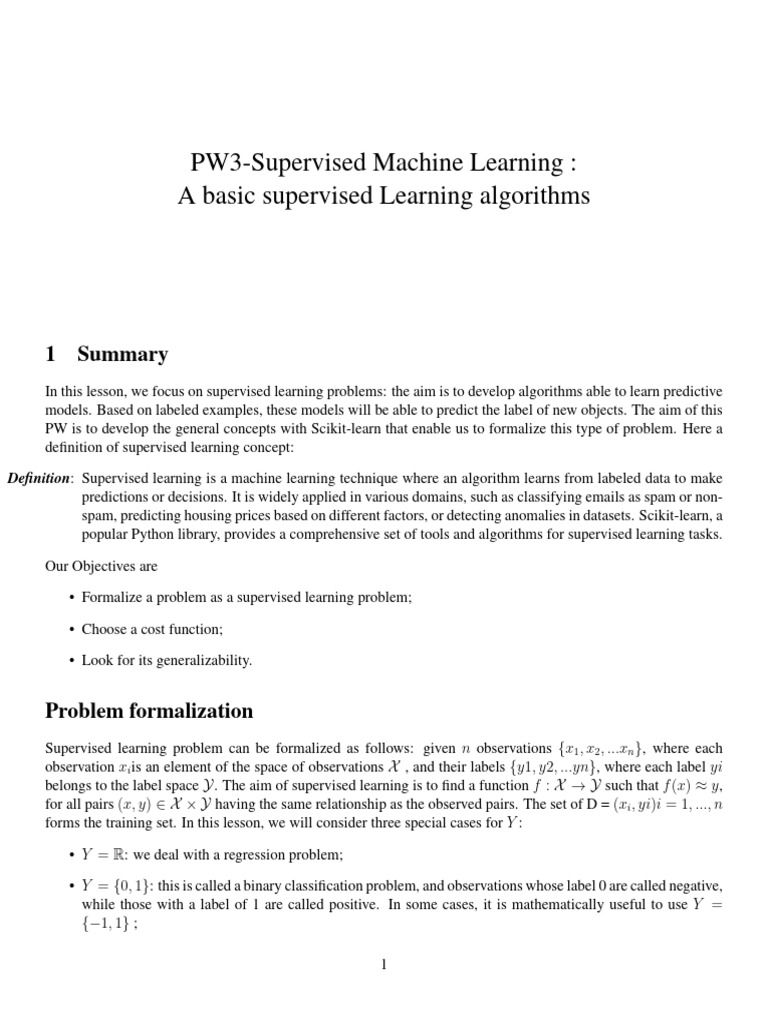 PW3 SupervisedLearning | PDF