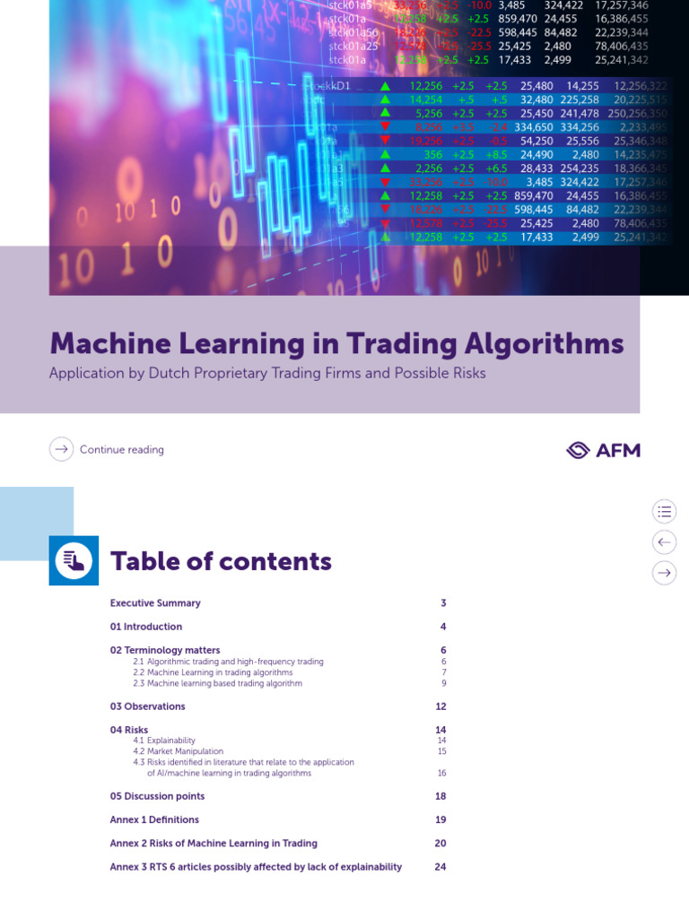 Report Machine Learning Trading Algorithms | PDF | Business | Computers