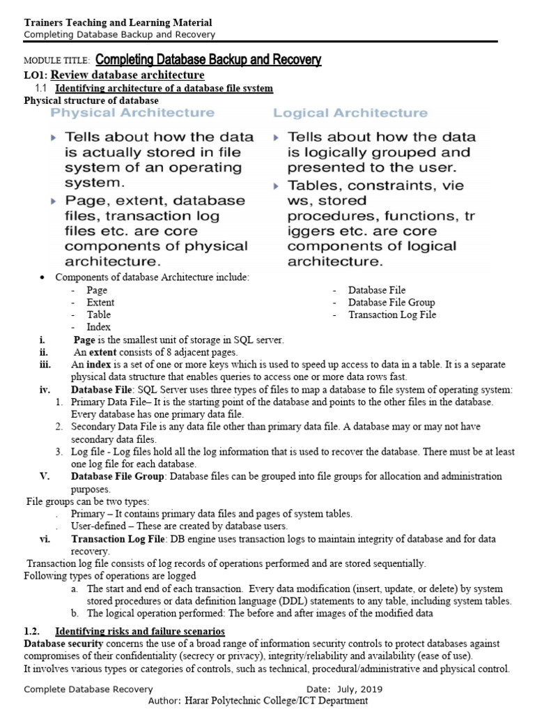 Complet DB Backup and Recovery | PDF | Backup | Databases