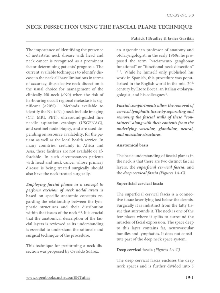 Neck Dissection Using The Fascial Plane Technique | PDF