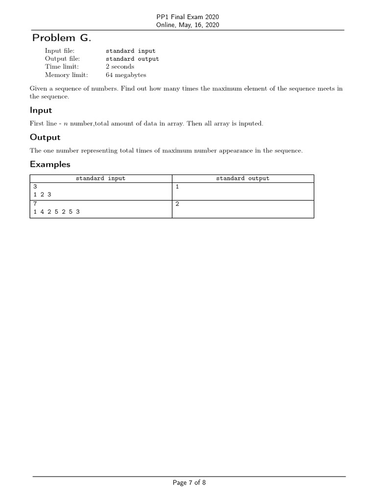 Pp1 Final Exam Contest Sample (2) | PDF