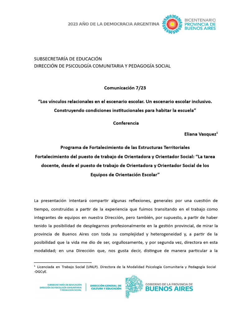 Comunicación 7 - 23 Conferencia Eliana Vasquez | PDF
