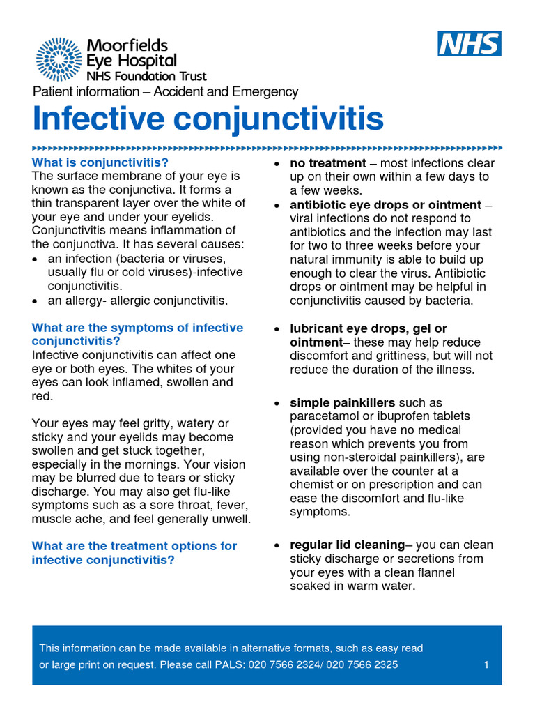 Infective Conjunctivitis Patient Guide | PDF | Clinical Medicine ...