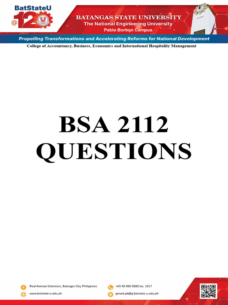Bsa 2112 Questions | PDF