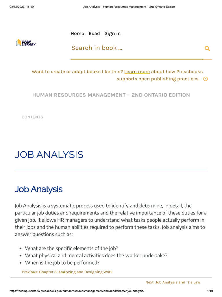 Job Analysis | PDF