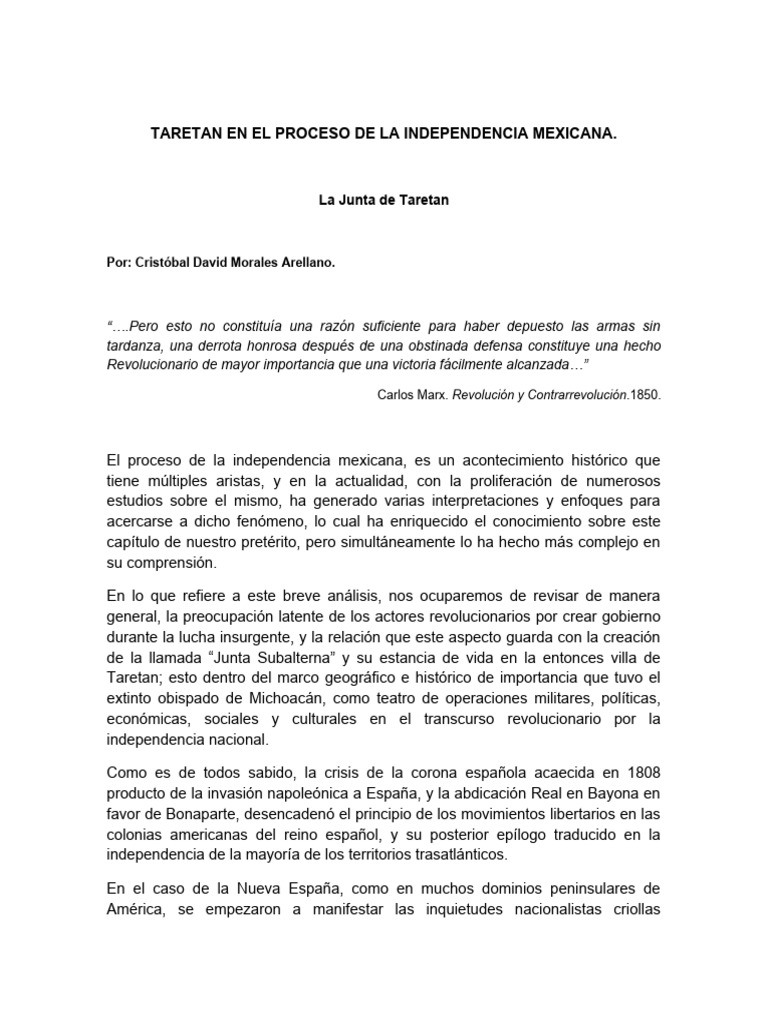 TARETAN EN LA INDEPENDENCIA | PDF | Nueva españa | España