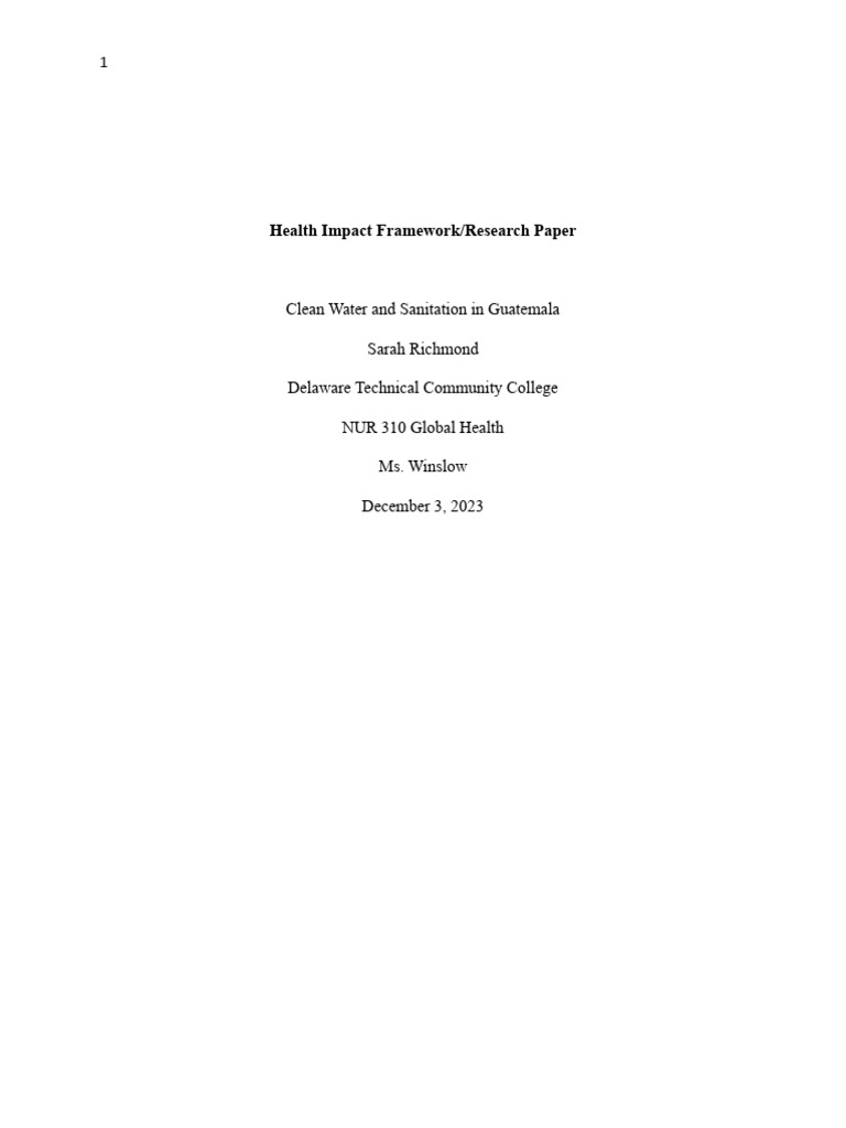 Health Impact Framework 1 Pdf