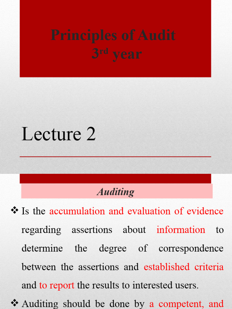 Auditing Chapter (1) Three Part 2023 | PDF | Audit | Financial Audit