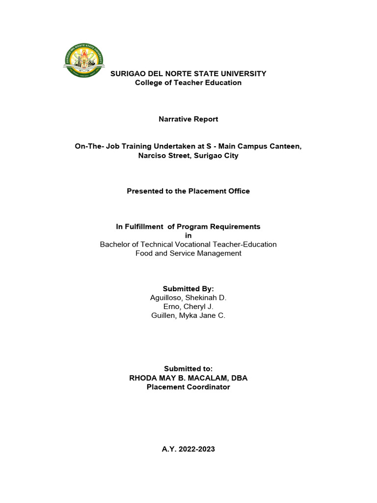 Narrative Report | PDF