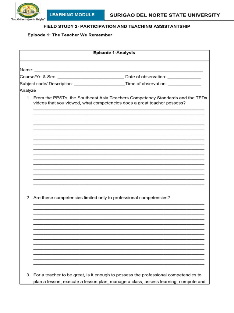 FS 2 Answer Sheets | Download Free PDF | Reading Comprehension | Learning