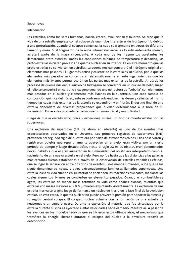 super novas | PDF | Estrellas | Supernova