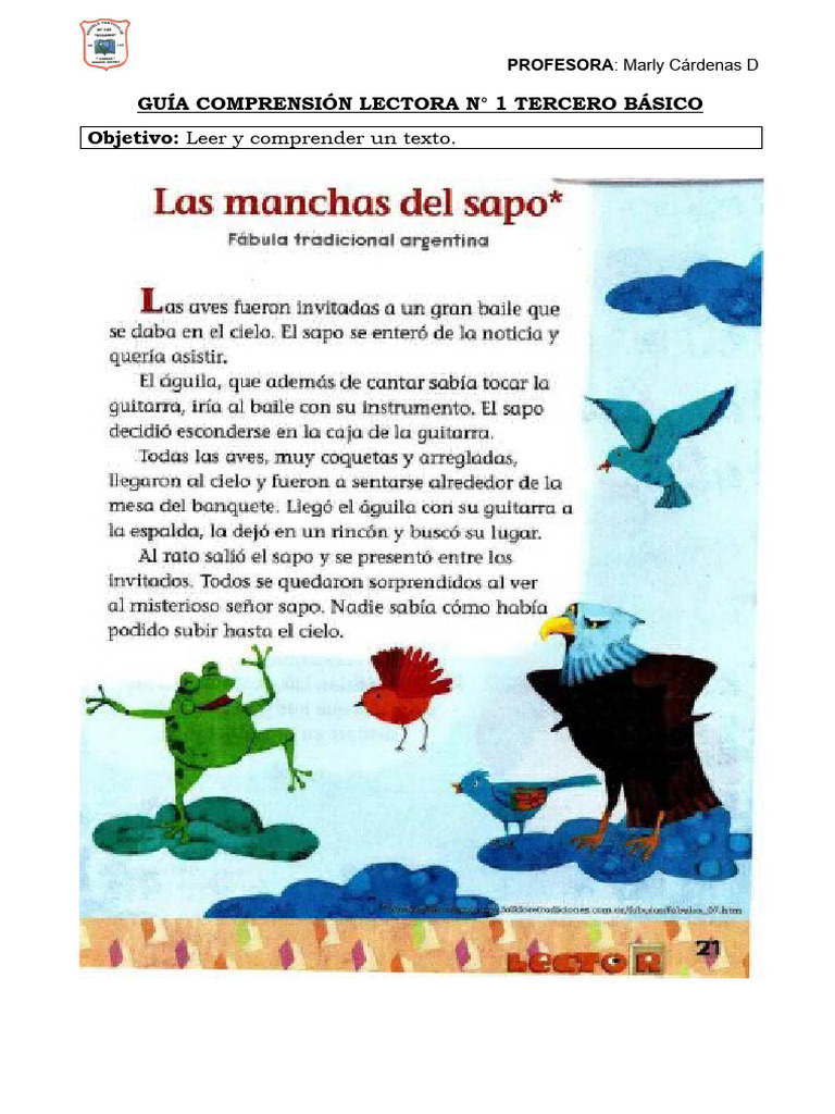 Guía Comprensión Lectora Tercero Básico | PDF | Comprensión lectora ...