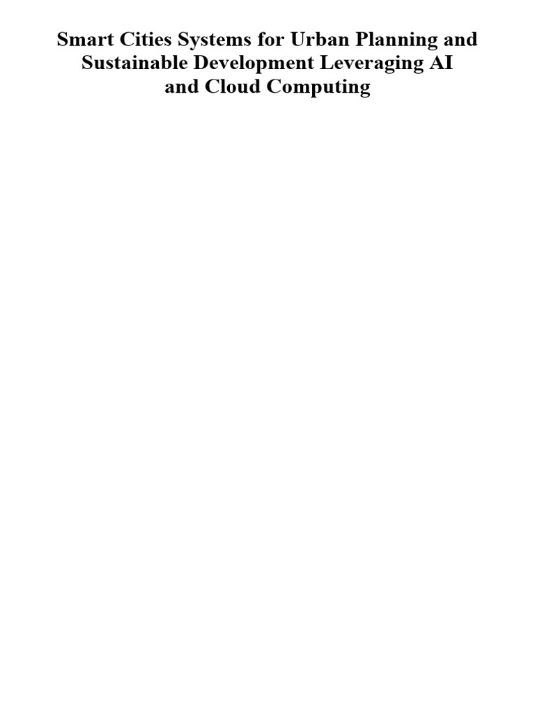 Smart Cities Systems For Urban Planning and Sustainable Development ...