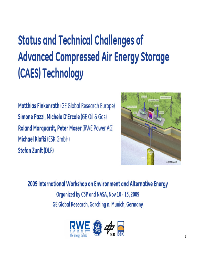 Status and Technical Challenges of Advanced Compressed Air Energy ...