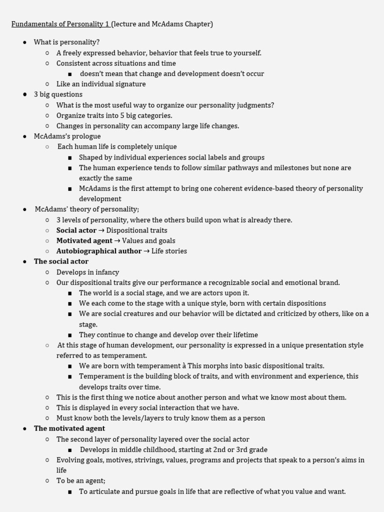Lecture 1, Personality | Download Free PDF | Altruism | Human